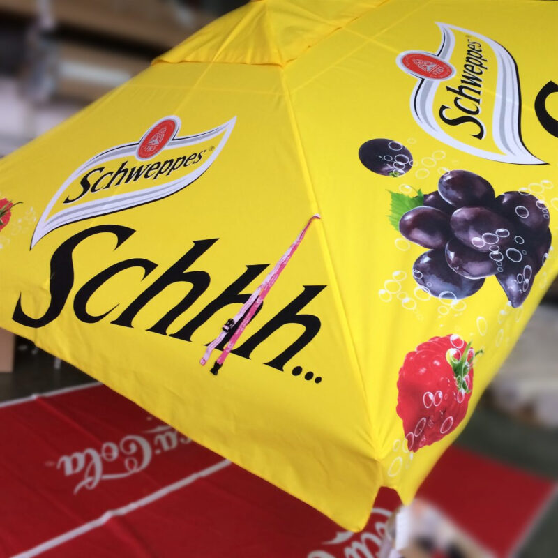 Business Messages Printed On Your Parasols - Shade Specialists